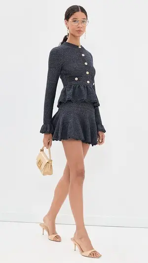 SELF-PORTRAIT Textured Knit Mini Dress