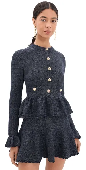 SELF-PORTRAIT Textured Knit Mini Dress - Navy