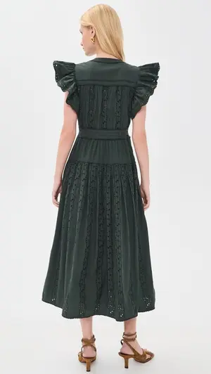 Ulla Johnson Dani Short Sleeve Cotton Dress - Cypress