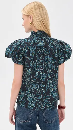 Ulla Johnson Estela Short Sleeve Cotton Top