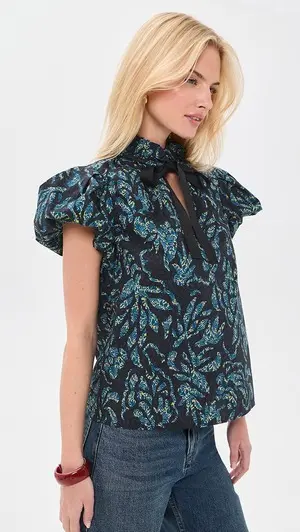 Ulla Johnson Estela Short Sleeve Cotton Top