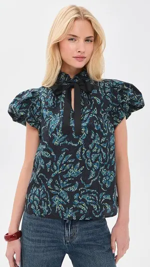 Ulla Johnson Estela Short Sleeve Cotton Top