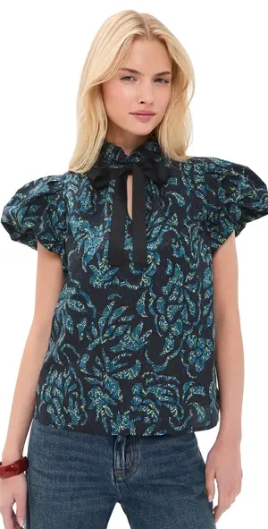 Ulla Johnson Estela Short Sleeve Top - Midnight
