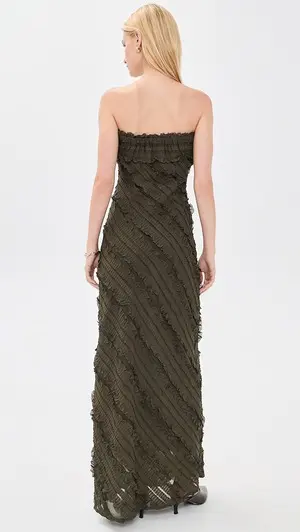 Endless Rose Strapless Ruffled Maxi Dress
