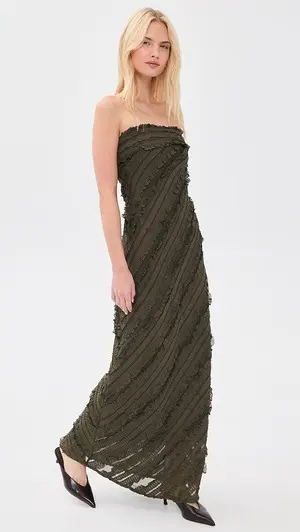Endless Rose Strapless Ruffled Maxi Dress