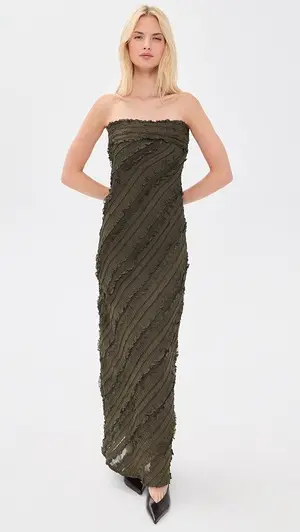 Endless Rose Strapless Ruffled Maxi Dress