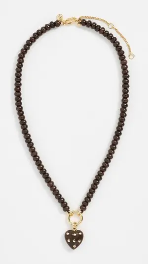 Madewell Polka Dot Stone Heart Charm Necklace - Dark Chicory