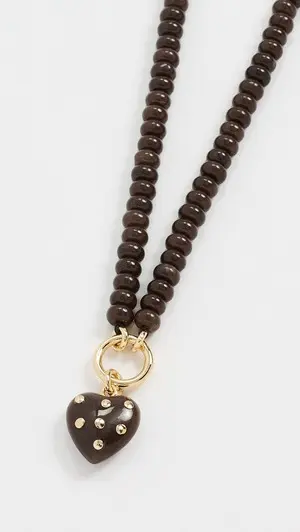 Madewell Polka Dot Stone Heart Charm Necklace