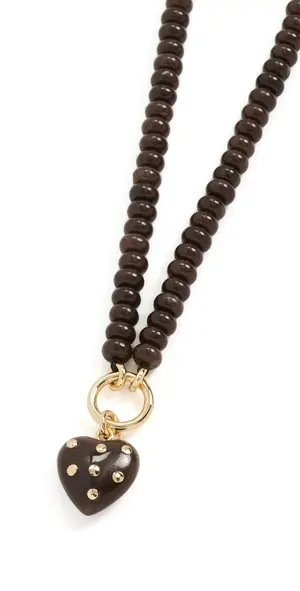 Madewell Polka Dot Stone Heart Charm Necklace - Dark Chicory