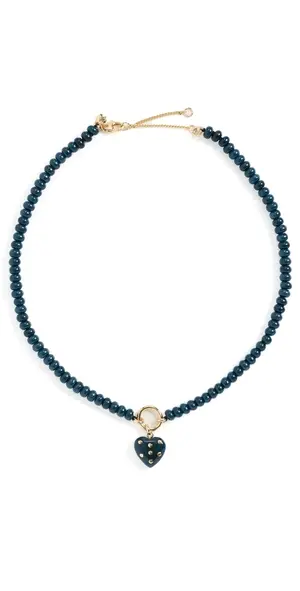 Madewell Polka Dot Stone Heart Charm Necklace - Twilight