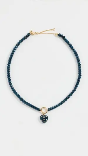Madewell Polka Dot Stone Heart Charm Necklace - Twilight