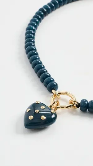 Madewell Polka Dot Stone Heart Charm Necklace - Twilight