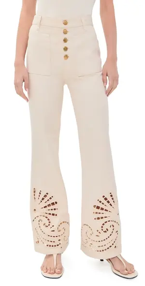 Ulla Johnson The Lou Eyelet Jeans - Cowrie