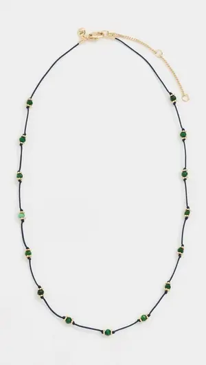 Madewell Beaded Silk Necklace With Semi-precious Stones - Deep Indigo