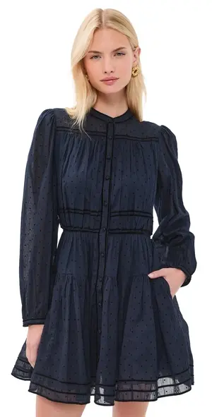 Ulla Johnson Lumi Long Sleeve Cotton Mini Dress - Nightfall