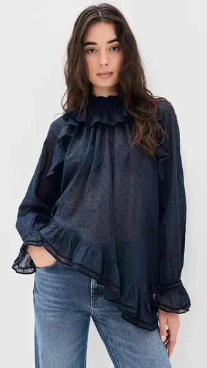 Ulla Johnson Marcella Long Sleeve Cotton Blouse - Nightfall