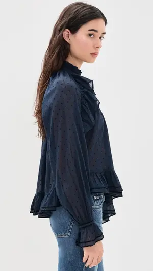 Ulla Johnson Marcella Long Sleeve Cotton Blouse - Nightfall