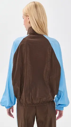 LA LIGNE Colorblock Half Zip Windbreaker - Chocolate/cerulean