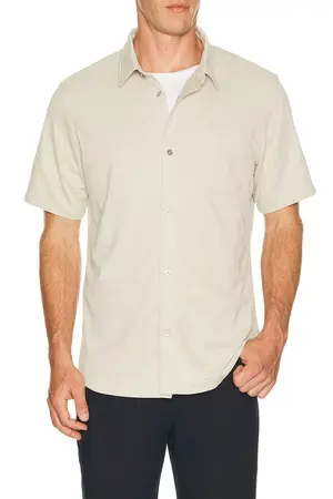 Vuori Knit Oxford Button Down Shirt In Cream - Trench