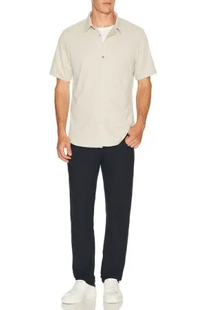 Vuori Knit Oxford Button Down Shirt In Cream - Trench