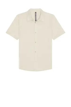 Vuori Knit Oxford Button Down Shirt In Cream - Trench