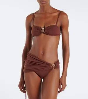 Christopher Esber Embellished Ruched Bikini Bottoms