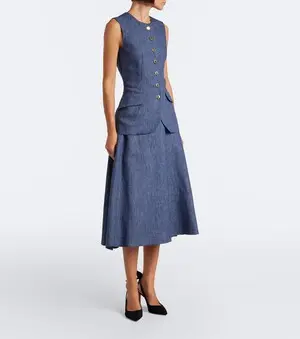 Carolina Herrera Linen, Wool, Silk, And Cashmere Vest