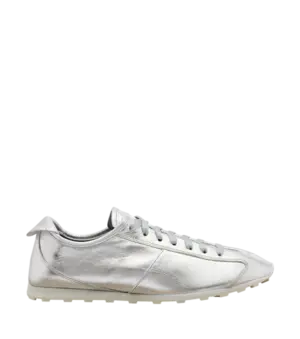 Jacquemus Metallic Leather Lace-up Sneakers - Silver