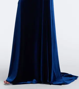Monique Lhuillier Embellished Draped Velvet Gown