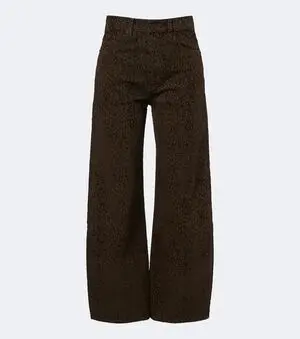 FRAME Bow Leopard-print Barrel-leg Jeans