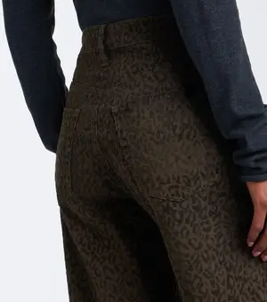 FRAME Bow Leopard-print Barrel-leg Jeans