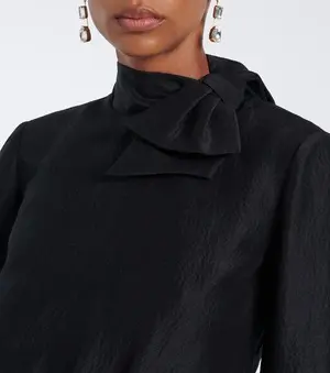 Roland Mouret Bow-detail Jacquard Ramie And Silk Bodysuit