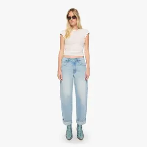 MOTHER The Delinquent Ankle Cuff Jeans - Light Blue