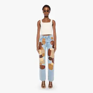 MOTHER The Patched Dialed Back Rambler Sneak Jeans - Blue