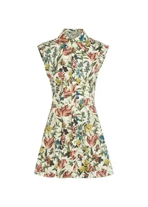 Alice + Olivia Kim Floral-print Cotton-blend Poplin Mini Shirt Dress - White
