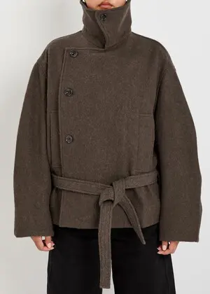 LEMAIRE Double-breasted Belted Wool-blend Wrap Coat