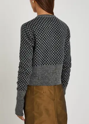 VIVIENNE WESTWOOD Checkmate Checked Knit Cardigan - Grey