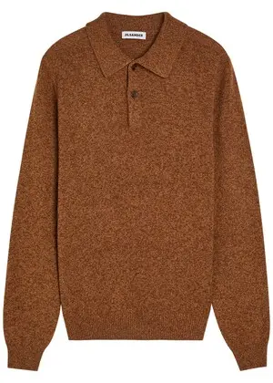 JIL SANDER Wool And Cashmere-blend Polo Jumper - Orange