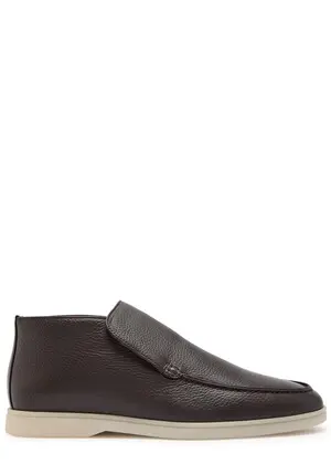AURELIEN Grained Leather Loafers - Brown
