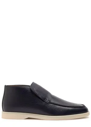 AURELIEN City Grained Leather Loafers - Navy