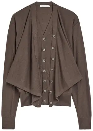 LEMAIRE Trompe L'oeil Wool-blend Cardigan - Brown