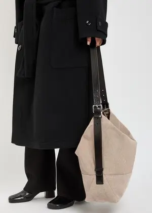 LEMAIRE Belted Leather And Canvas Tote