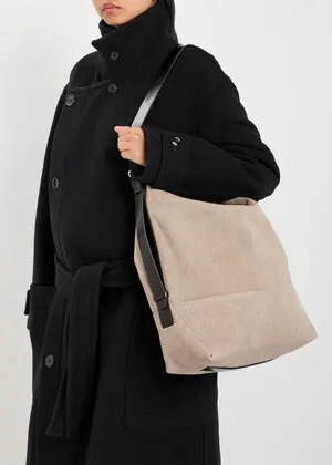 LEMAIRE Belted Leather And Canvas Tote