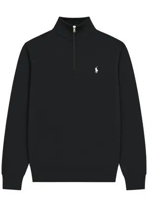 Polo Ralph Lauren Half-zip Cotton-blend Sweatshirt - Black