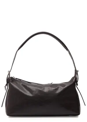 LEMAIRE Belted Baguette Leather Shoulder Bag - Dark Brown