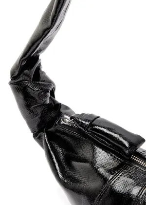 LEMAIRE Croissant Small Glossed Leather Shoulder Bag - Black