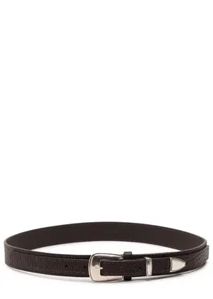 LEMAIRE Minimal Western Grained Leather Belt - Dark Brown