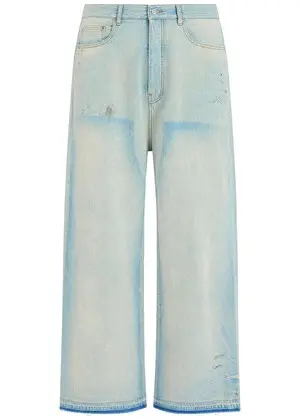 Amiri Logo-embroidered Relaxed Straight-leg Jeans - Indigo