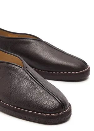 LEMAIRE Piped Grained Leather Slippers
