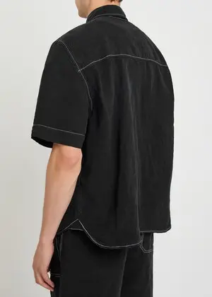 Amiri Contrast-stitch Linen-blend Shirt